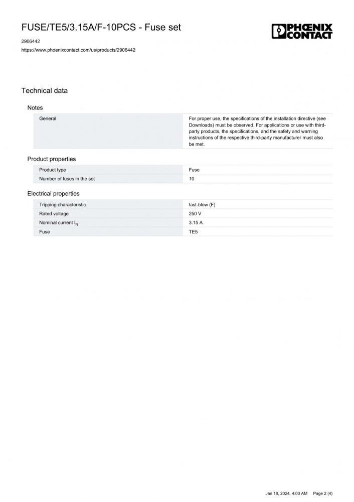 Phoenix Contact 2906442 technical document page 2