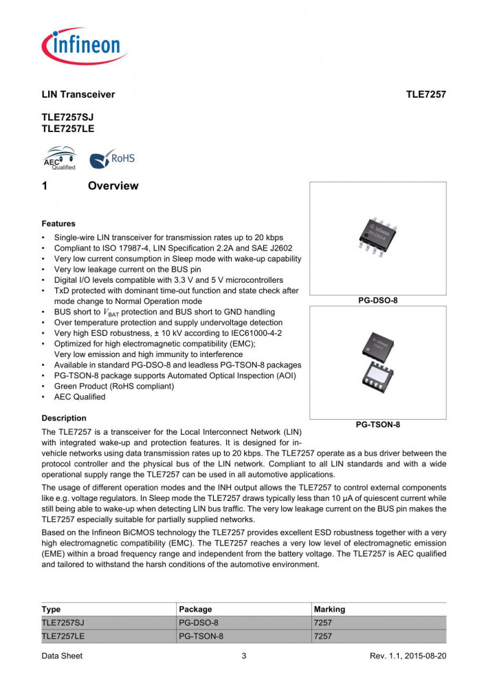 TLE7257 datasheet page 3
