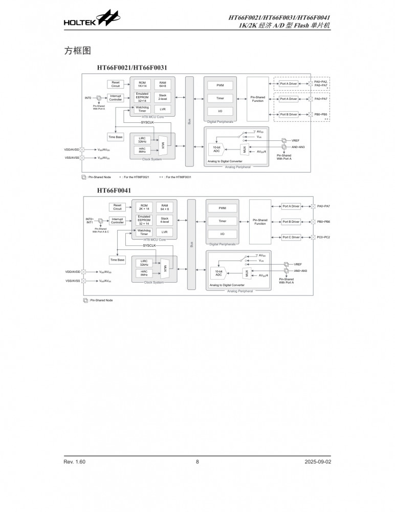 HT66F0041 datasheet page 8