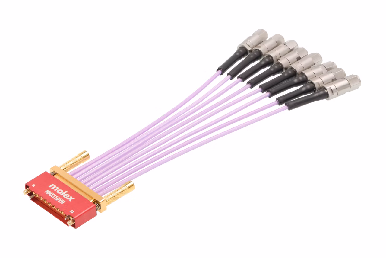 Cardinal Multi-Port 110 GHz Vertical Microstrip Compression Mount 1x8 Channel to 1.0mm Jack, Phase-Matched 1ps, 914.40mm (36.00