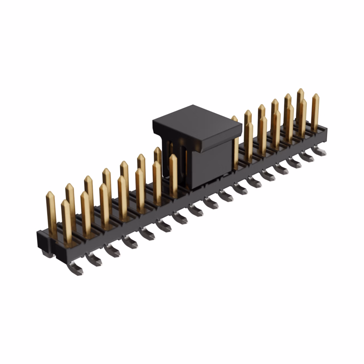 Milli-Grid Header, Vertical, Surface Mount, 24 Circuits, 0.38µm Gold (Au) Plating, Mating Pin Length 3.80mm, with Cap and Pegs, Tape and Reel, Lead-Free