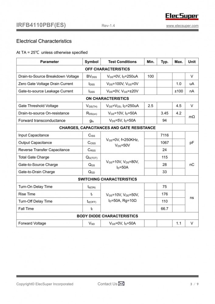 IRFB4110PBF(ES) datasheet page 3