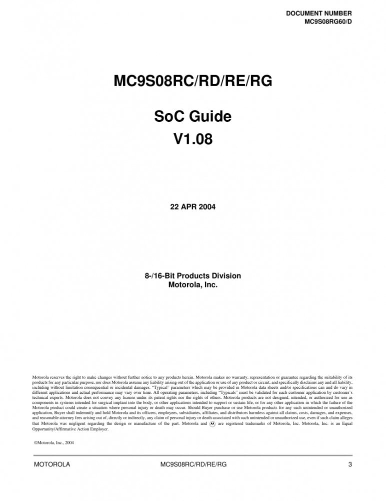 MC9S08RD60CFG document page 3