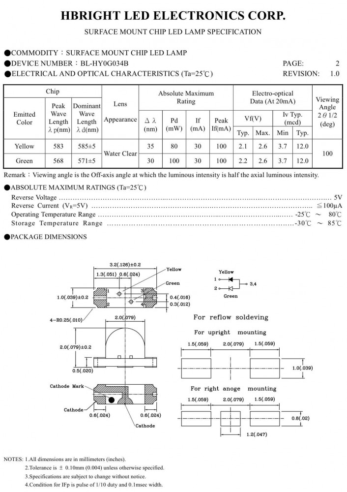 BL-HY0G034B-TRB datasheet page 1