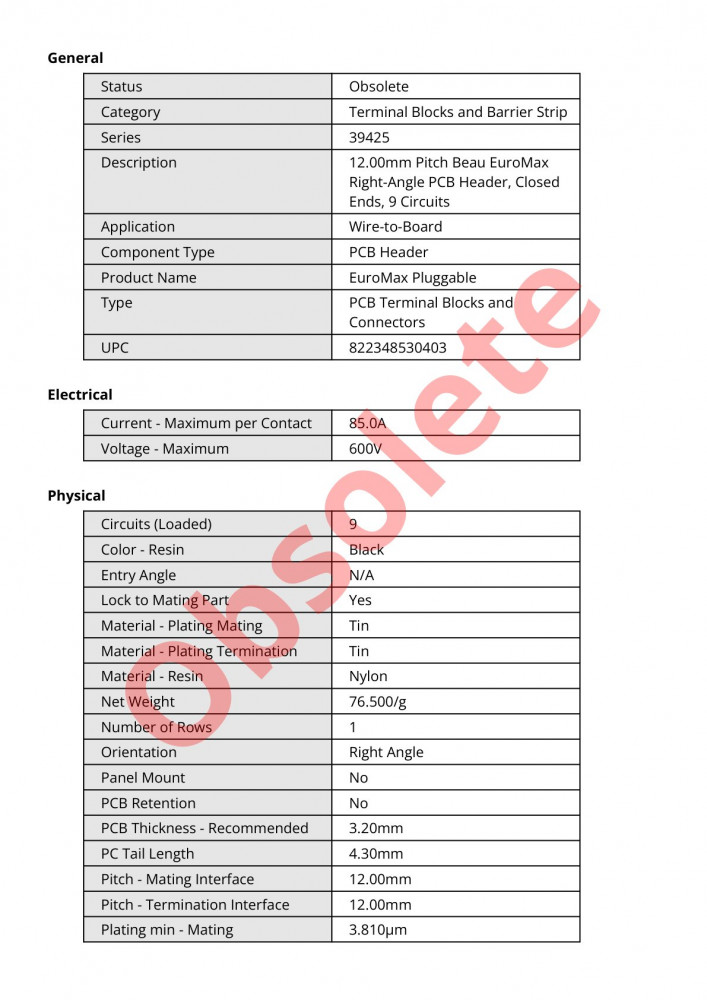 Technical document page 2 for Molex product 394250009