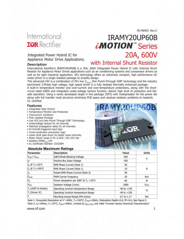 IRAMY20UP60B datasheet page 1