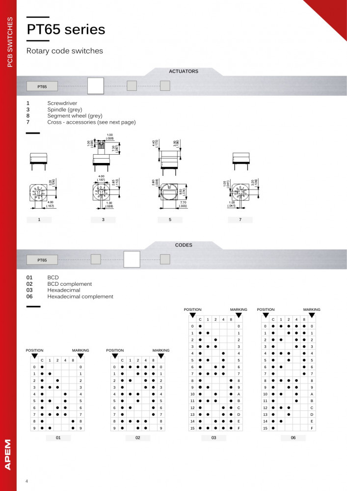 APEM PT65103 datasheet page 4