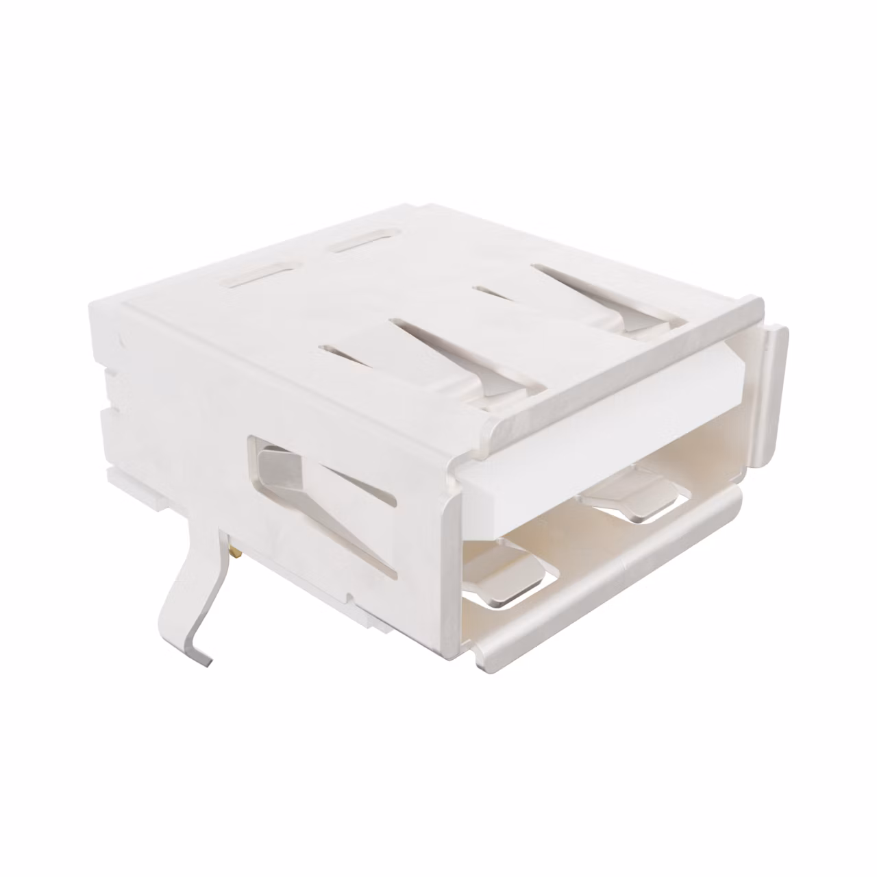 Universal Serial Bus (USB) Shielded I/O Receptacle, Right-Angle, Type A,  High-Temperature White Nylon, 0.76µm Gold (Au) Plating, PCB Thickness 1.60mm, without Upper Flange, for IR Reflow Process, Lead-Free for sale