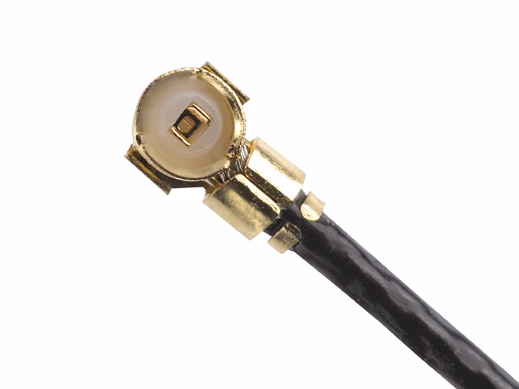 MCRF Right-Angle Plug to Pigtail on 1.37mm Cable, 76.20mm Length, H25, 50 Ohms