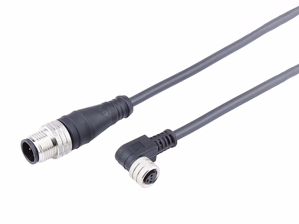 M8 Signal, A-Coded, Double-Ended Cordset, 4 Poles, Female (Straight) to Male (Straight), 0.25mm² (24 AWG), Black PUR LS0H Cable, 0.60m (1.97') Length