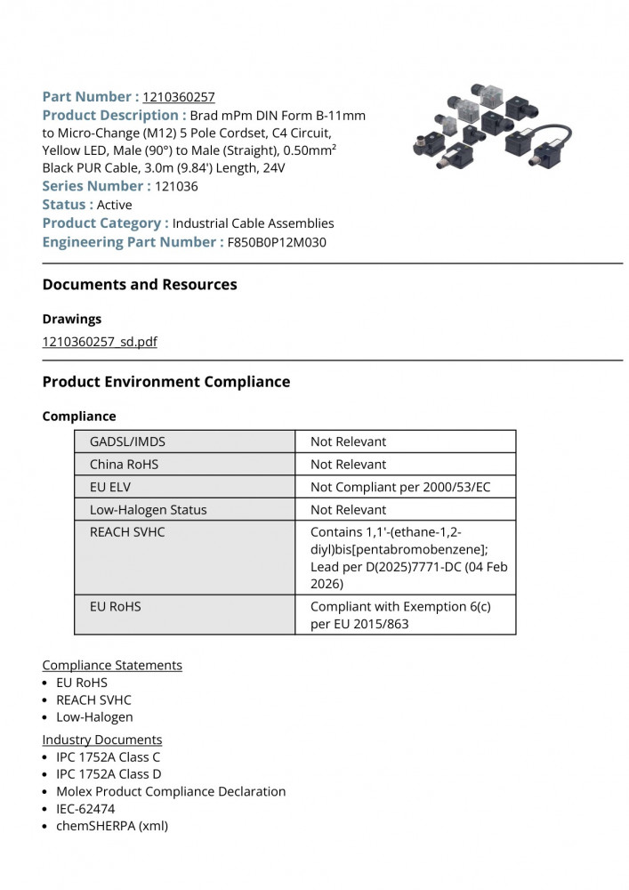 MOLEX 1210360257 technical drawing, page 1