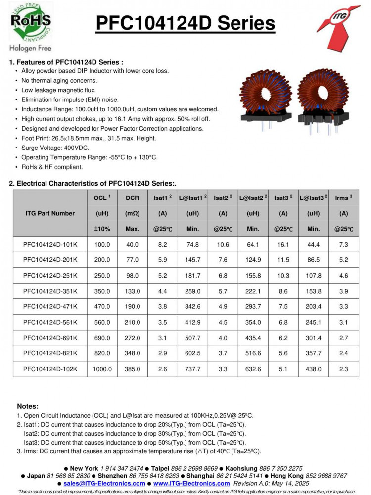 PFC104124D product document, page 1