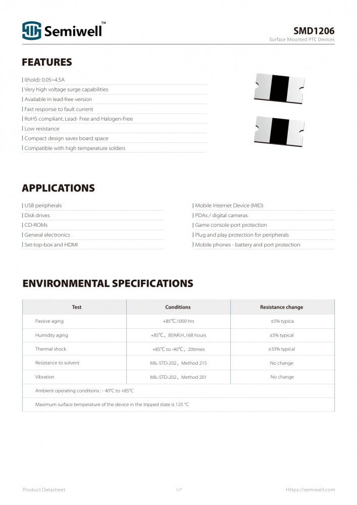 SMD1206-012 datasheet page 1