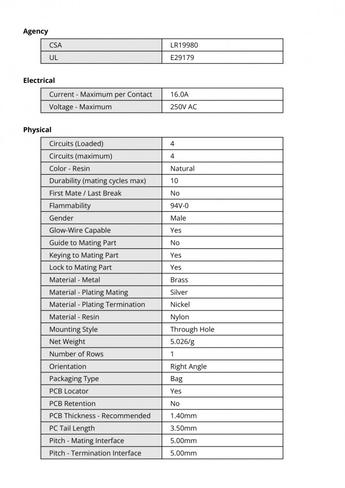 Technical document page 3 for Molex part 930031999
