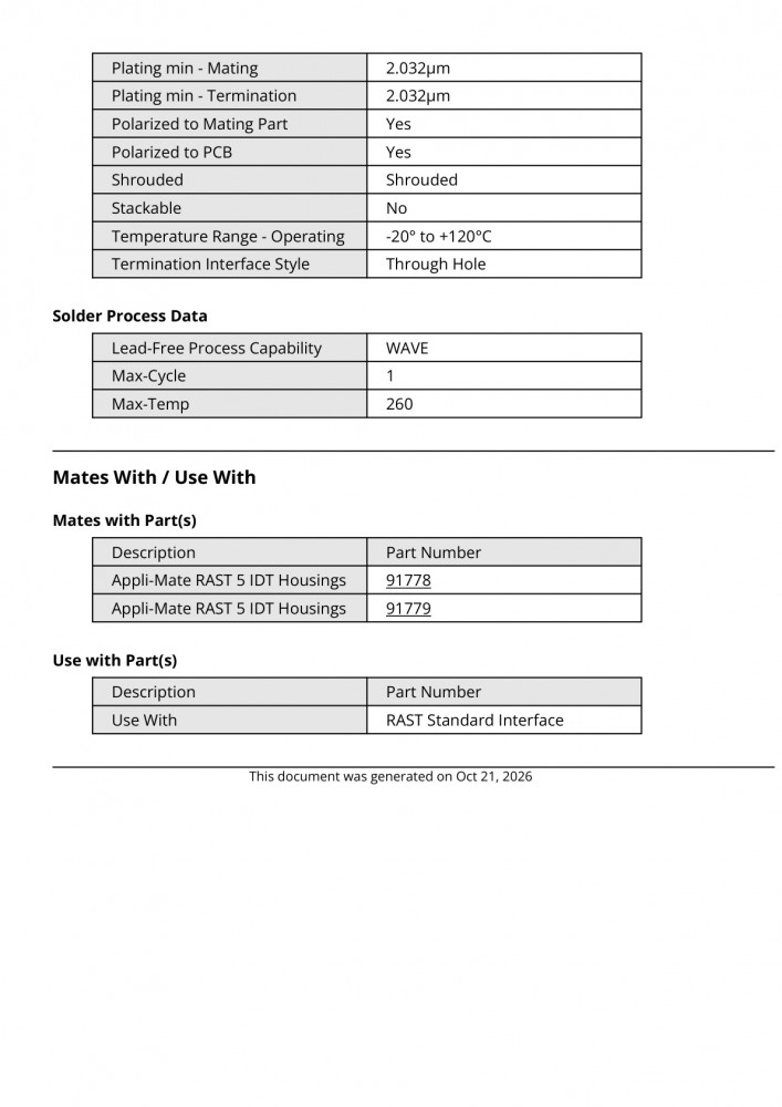 Technical document page 4 for Molex part 930031999