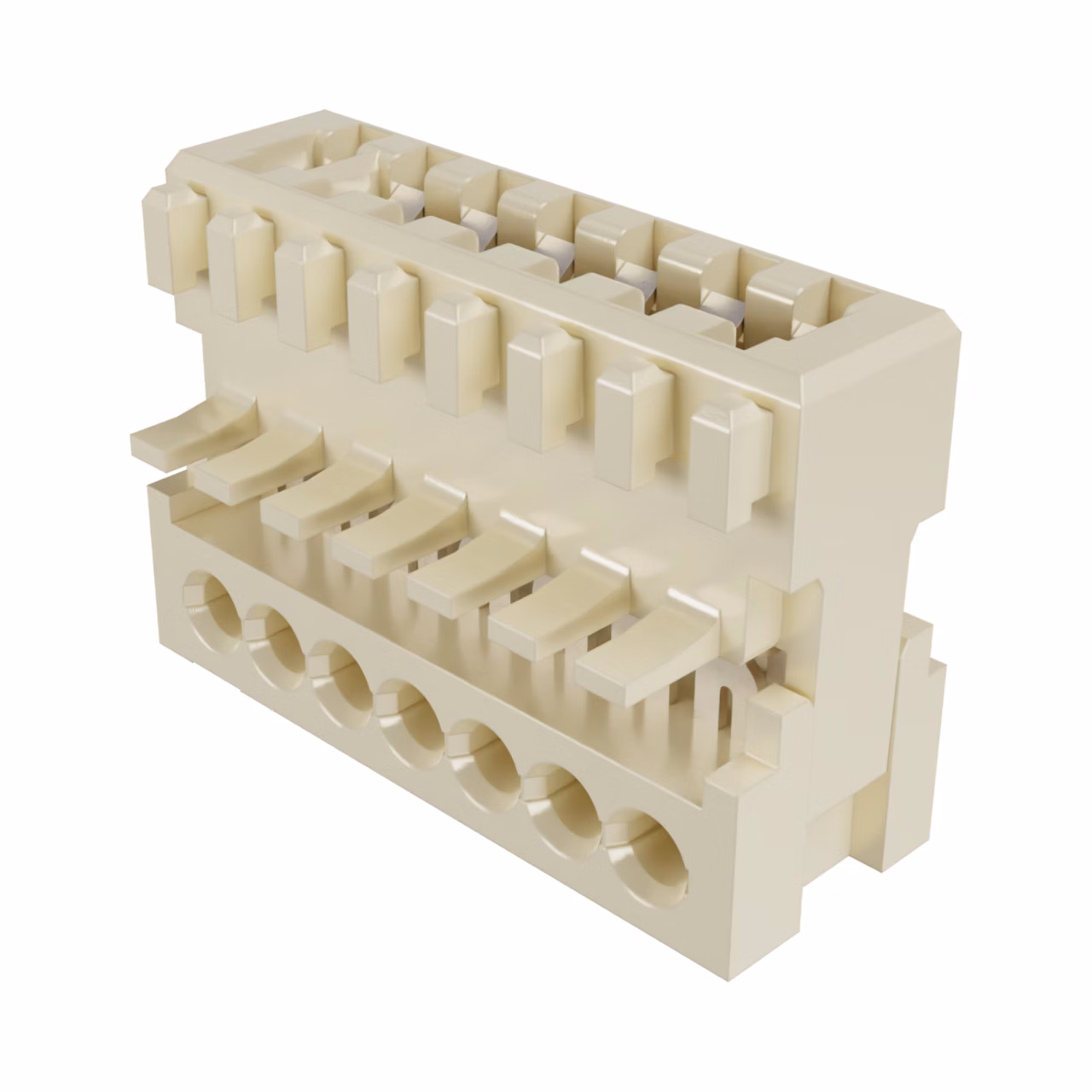 Appli-Mate RAST 2.5 Connector, 2.50mm Pitch, Female, 7 Circuits, Polarizing Rib Between 1/2, Closed Endwalls, Tin Plating for sale