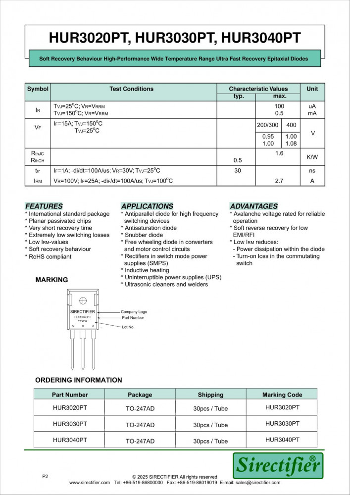HUR3040PT datasheet page 2