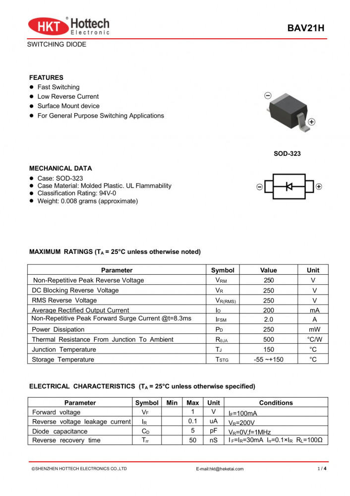 BAS21H datasheet page 1