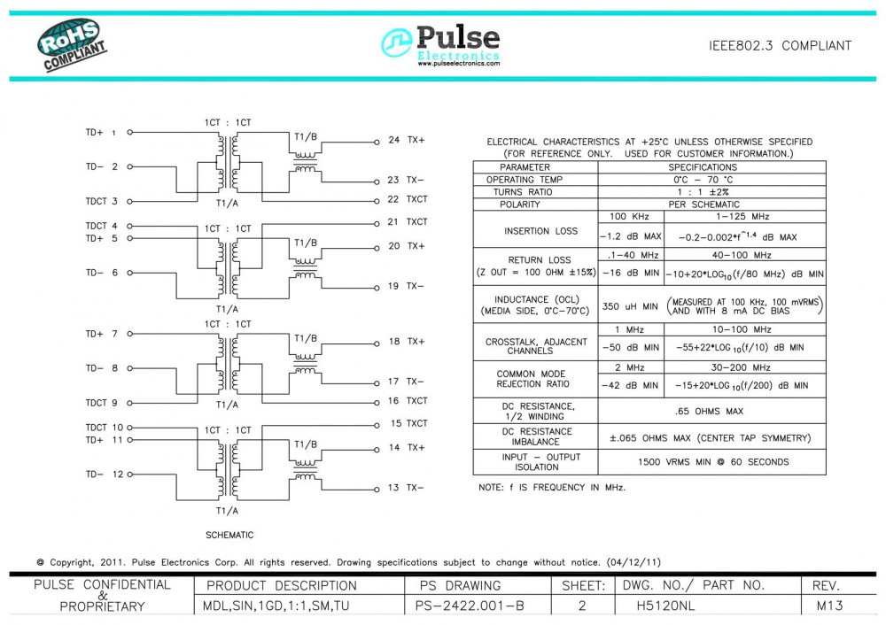 PULSE H5120NLT technical drawing page 2