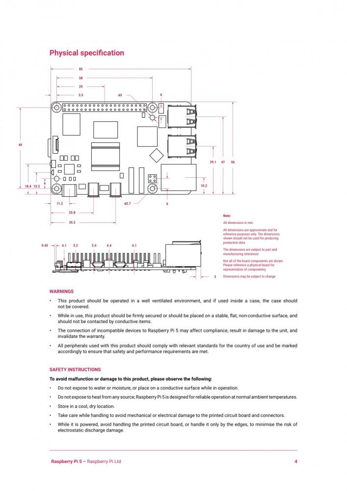 Raspberry Pi 5 technical document page 4