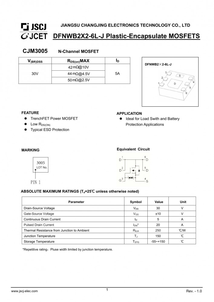 CJM3005 datasheet page 1