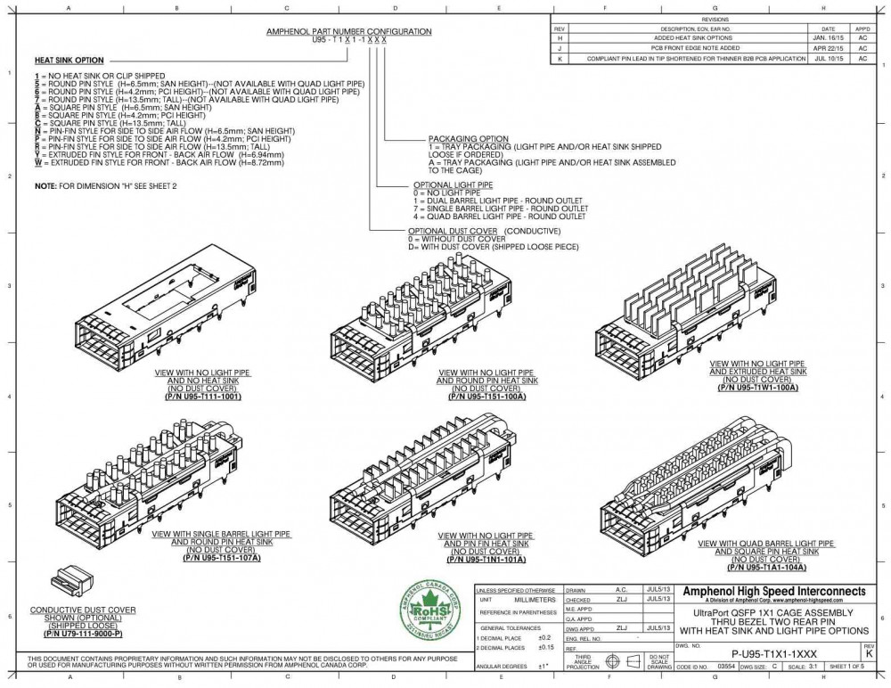 Amphenol U95T1111001 drawing page 1