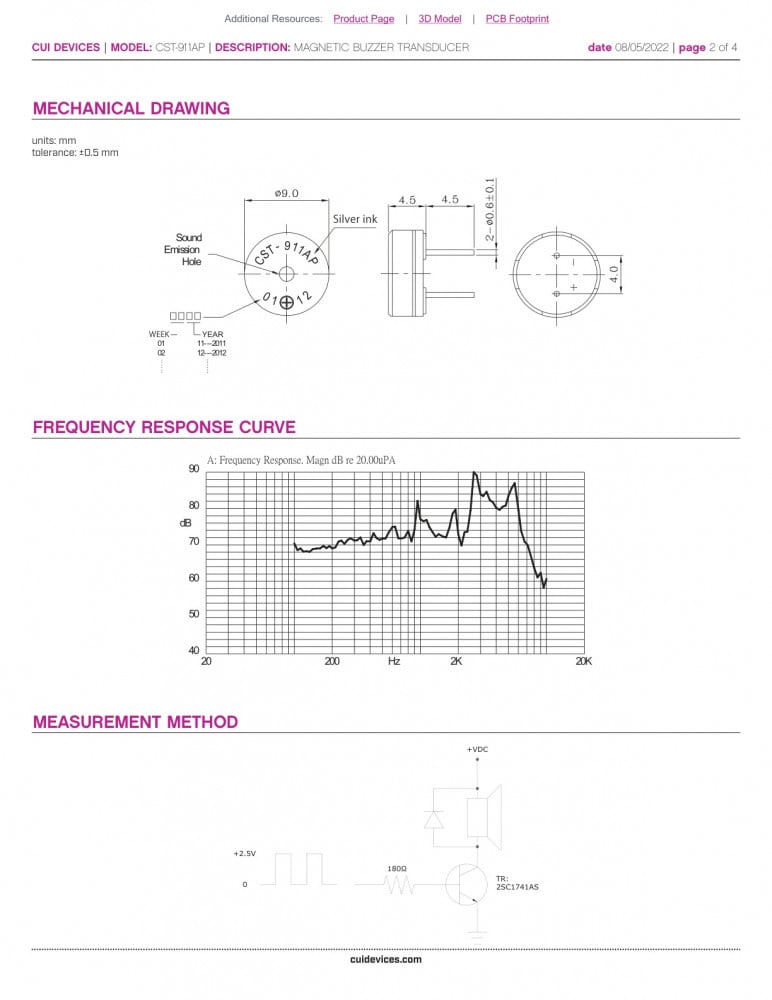 CST-911AP datasheet page 2