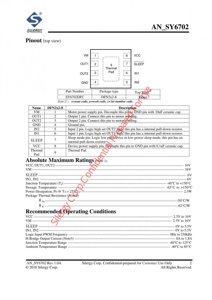 SY6702DFC datasheet page 2