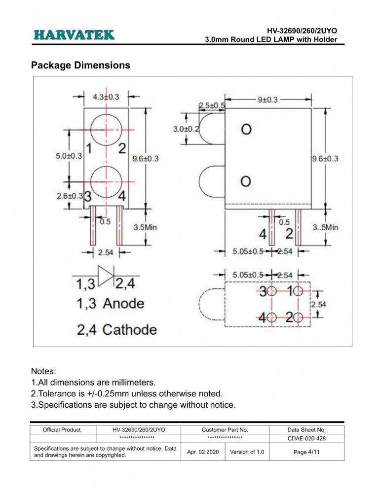 HV-32690/260/2UYO datasheet page 4