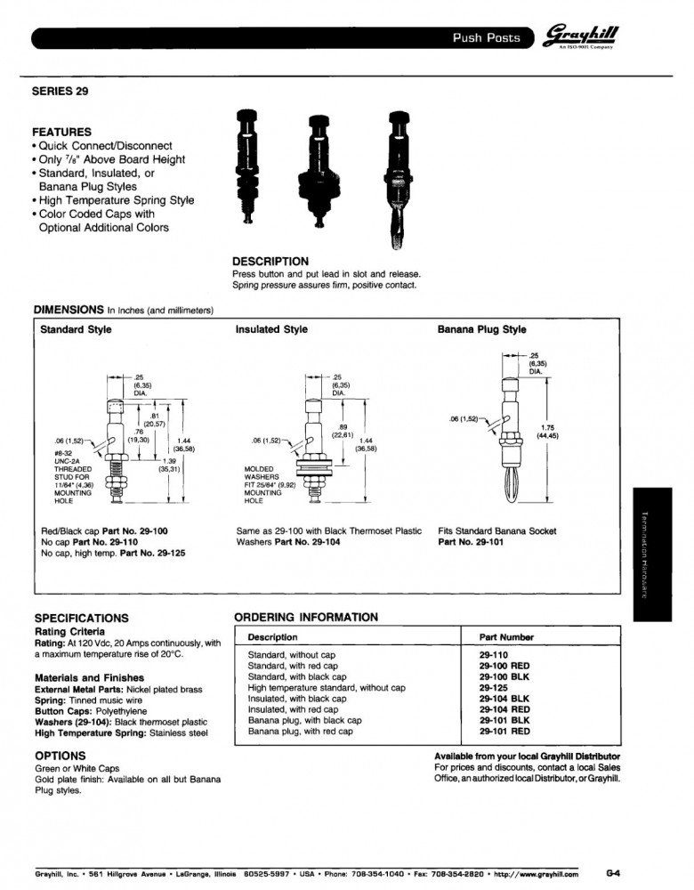 Grayhill Series 29 technical document page