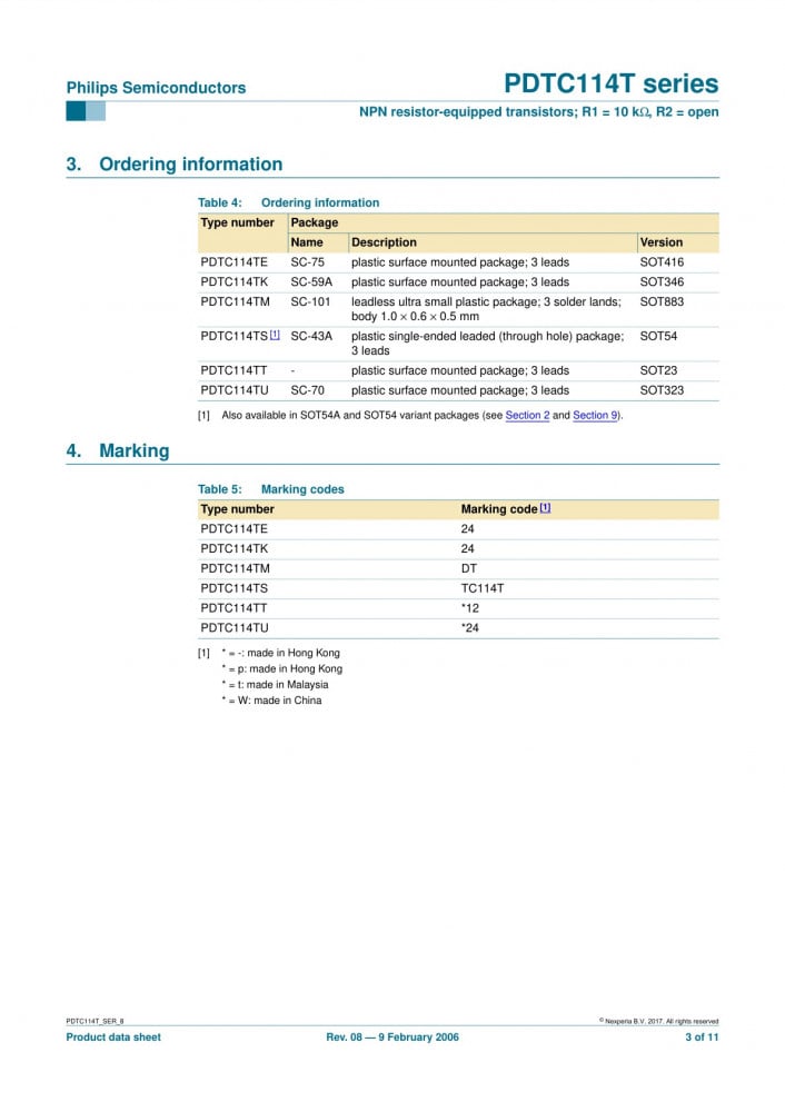 PDTC114T datasheet page 3