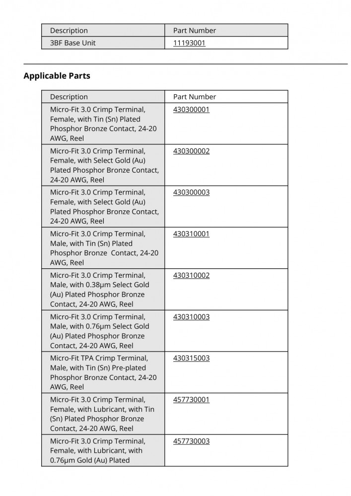 Molex 639118900 tooling document, page 3