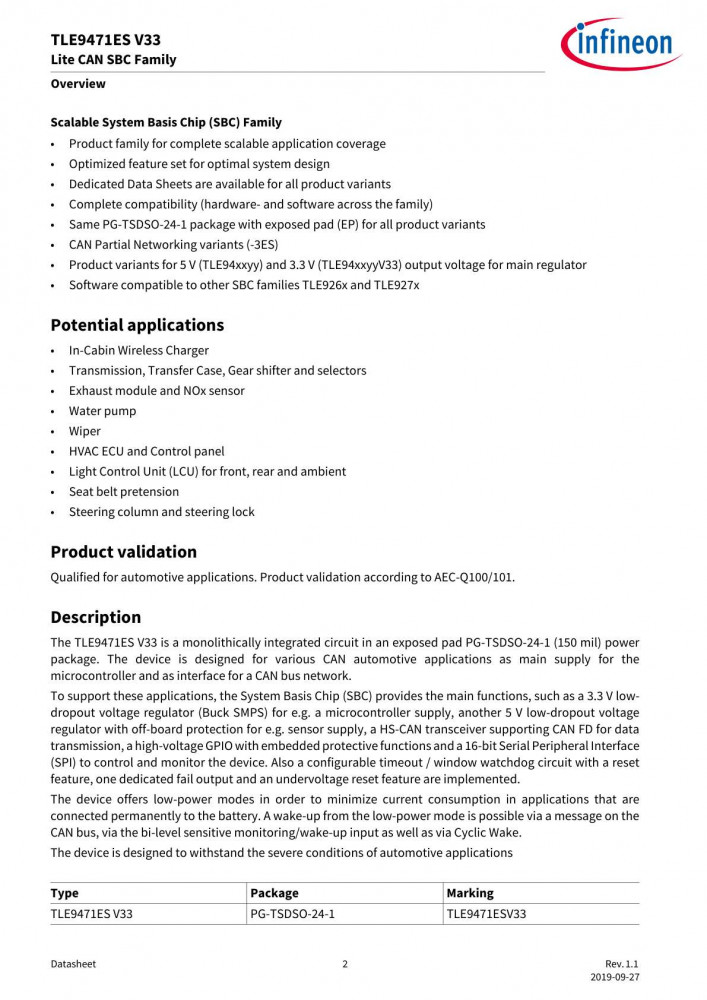 TLE9471ESV33 datasheet page 2