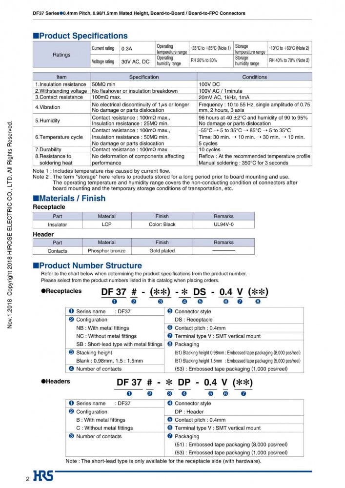 HRS DF37 Series datasheet page 2