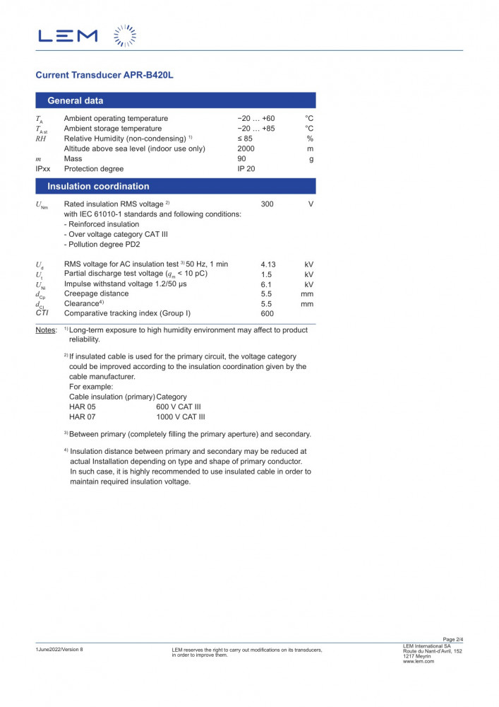 APR 400 B420L technical document page 2