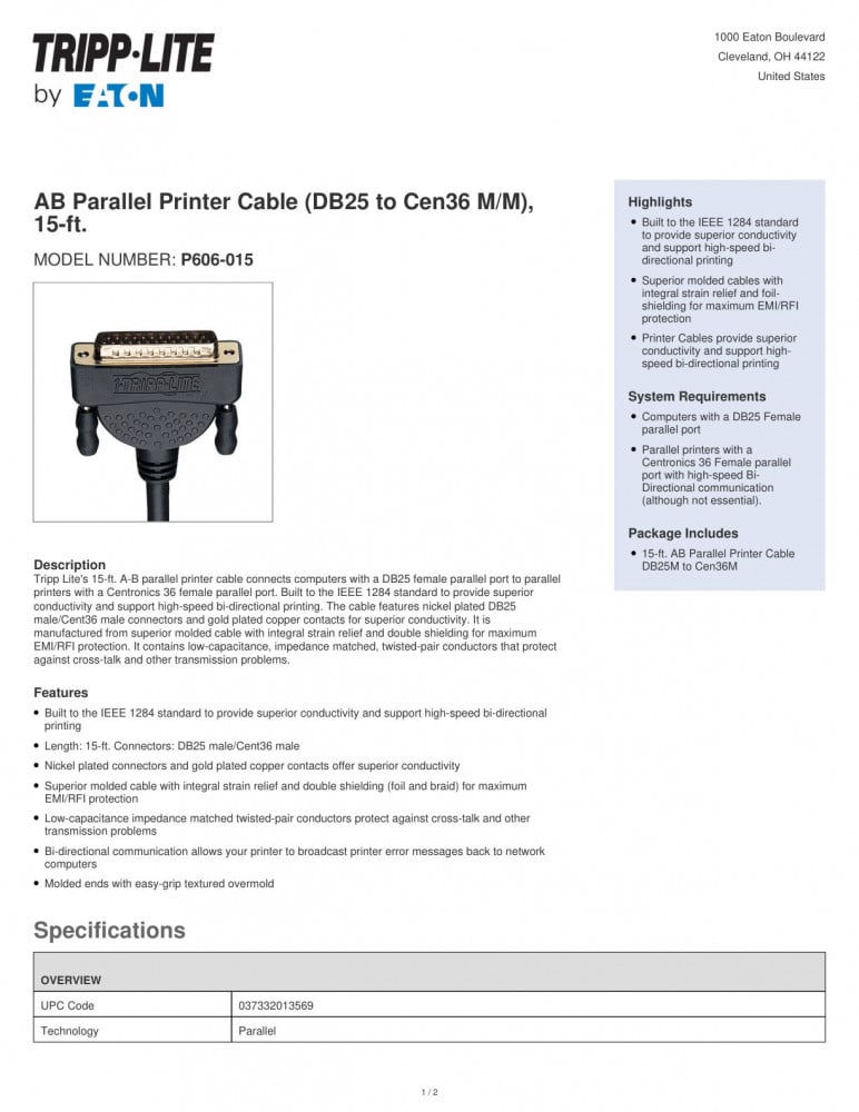 P606-015 technical document page 1
