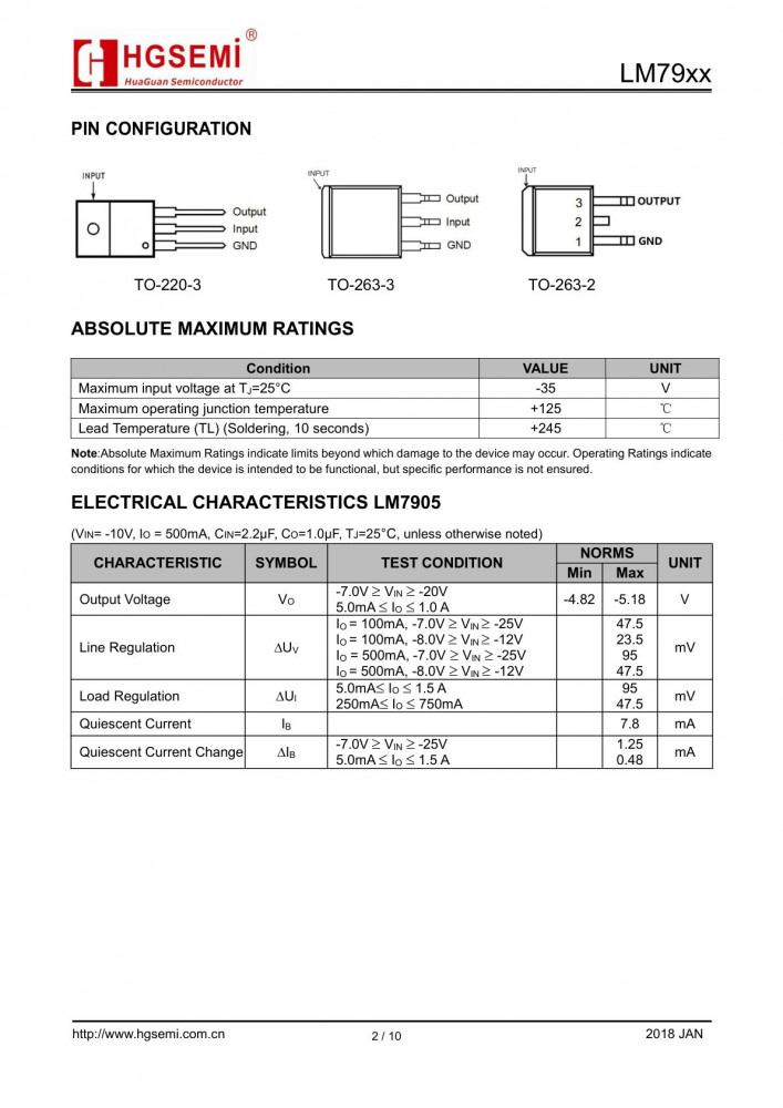 HGSEMI LM7909 datasheet page 2