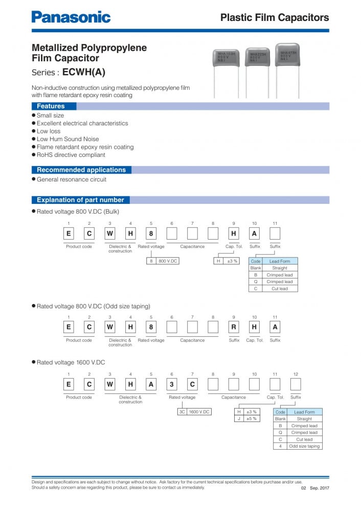 Panasonic ECWH(A) technical document page 1