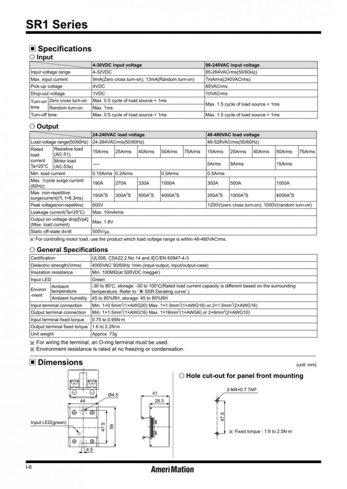 SR1 series datasheet page 2