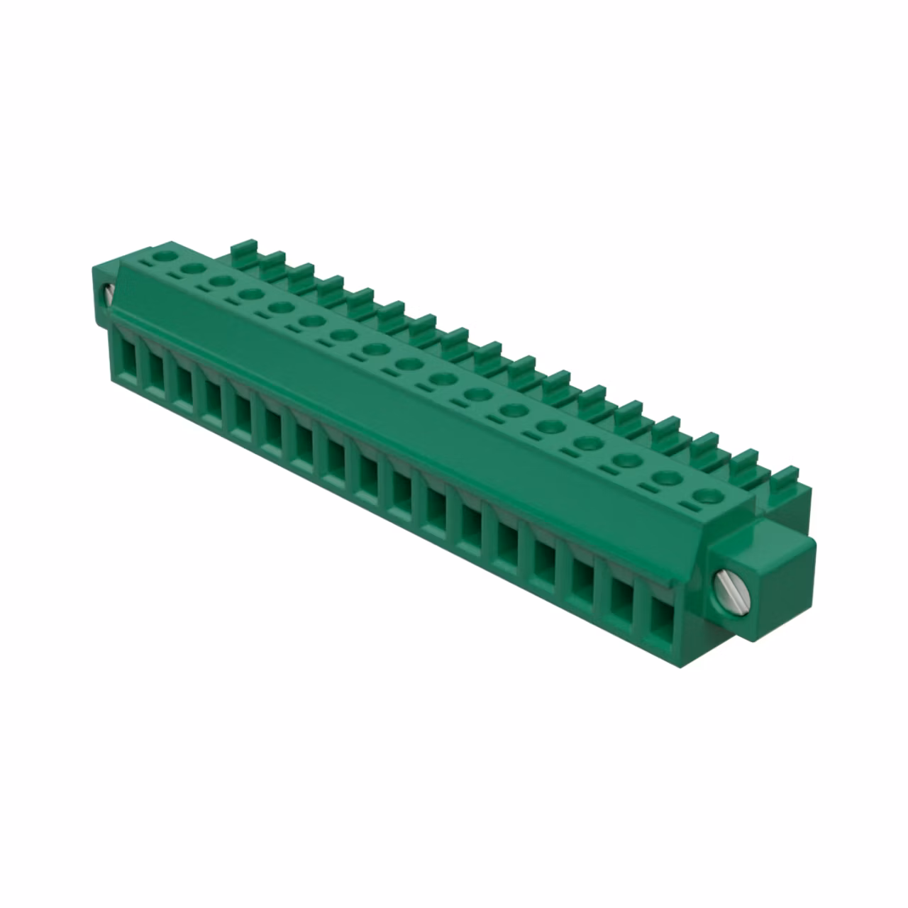 3.81mm Pitch Eurostyle Horizontal Plug, with Retention Screws and Reverse Imprinting, Green Housing, 17 Circuits for sale