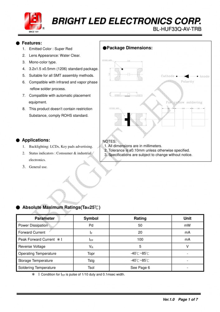 BL-HUF33Q-AV-TRB datasheet page 2