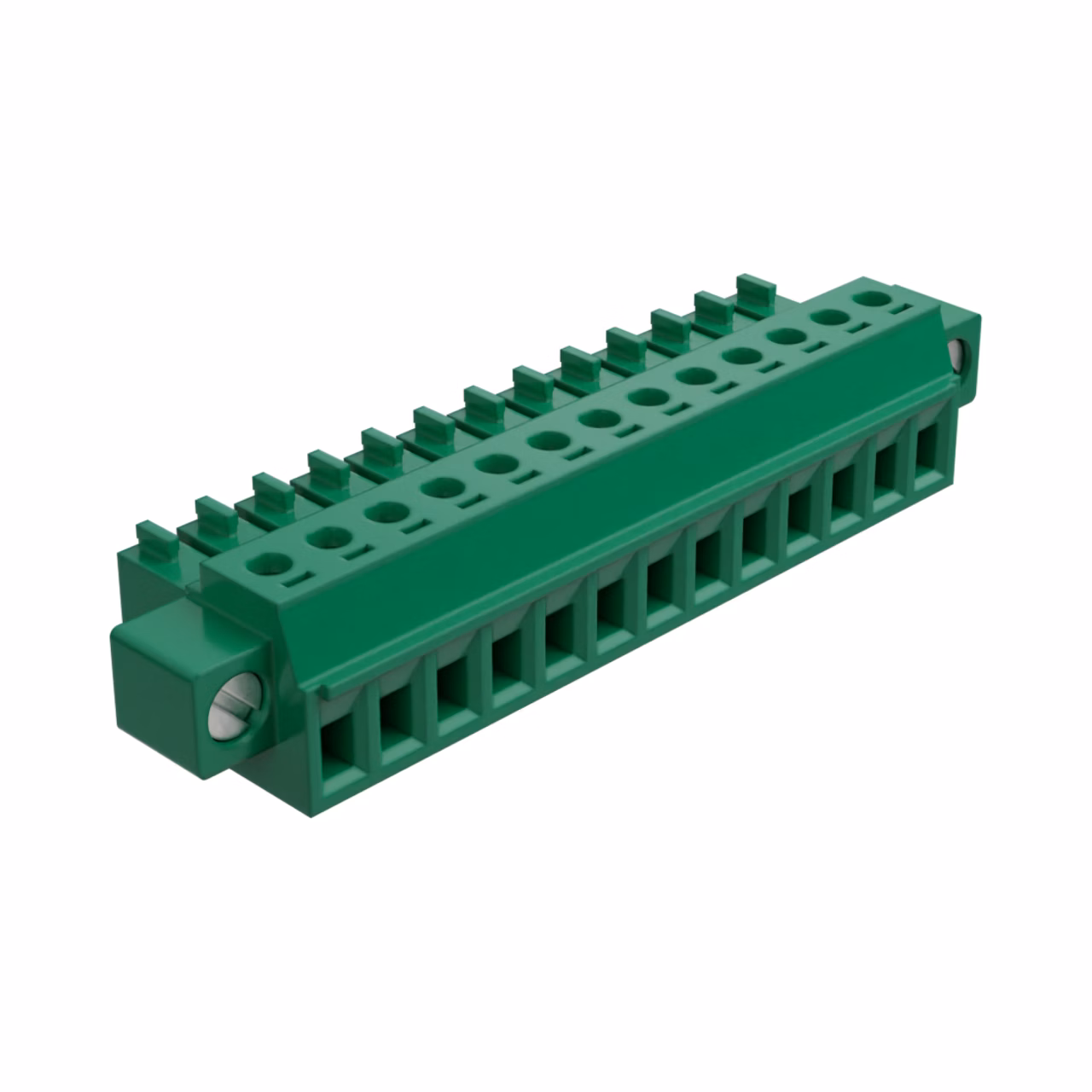 3.81mm Pitch Eurostyle Horizontal Plug, with Retention Screws and Standard Imprinting, Green Housing, 13 Circuits for sale