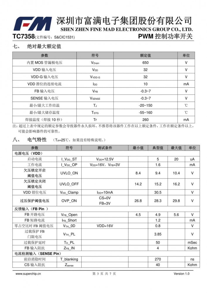 TC7358 datasheet page 3