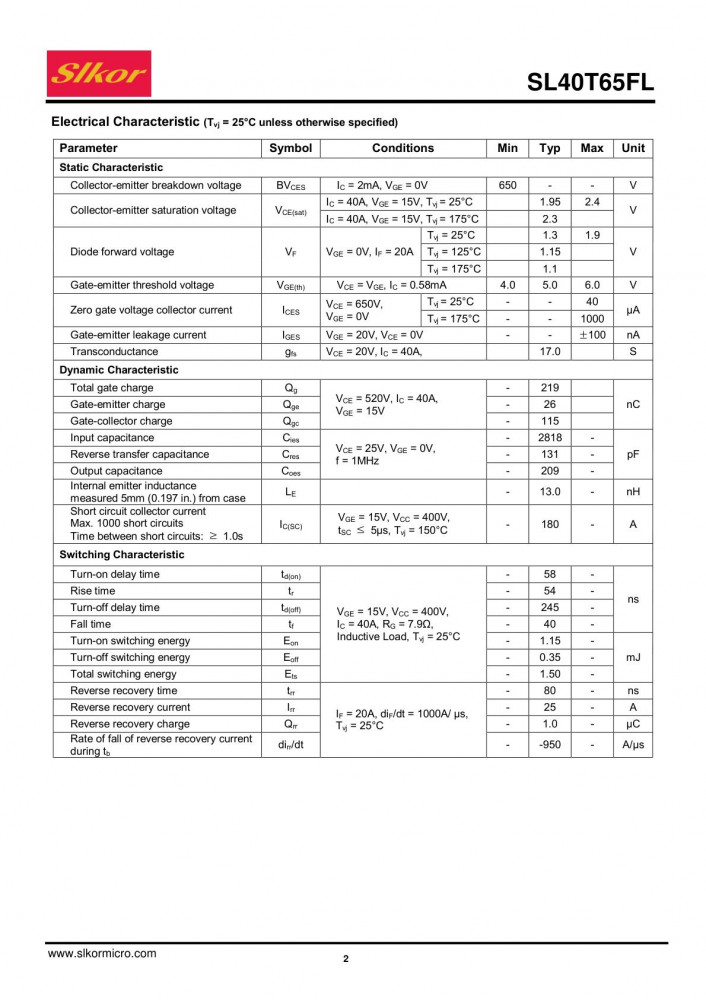 SL40T65FL datasheet page 2
