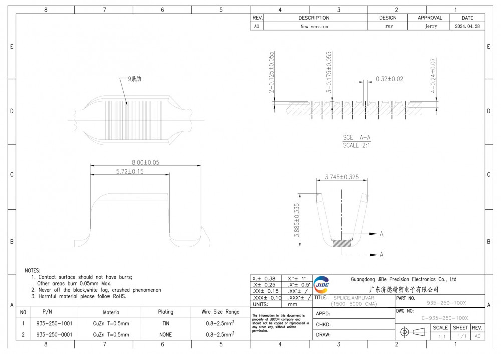 JIDC 935-250-1001 technical drawing preview