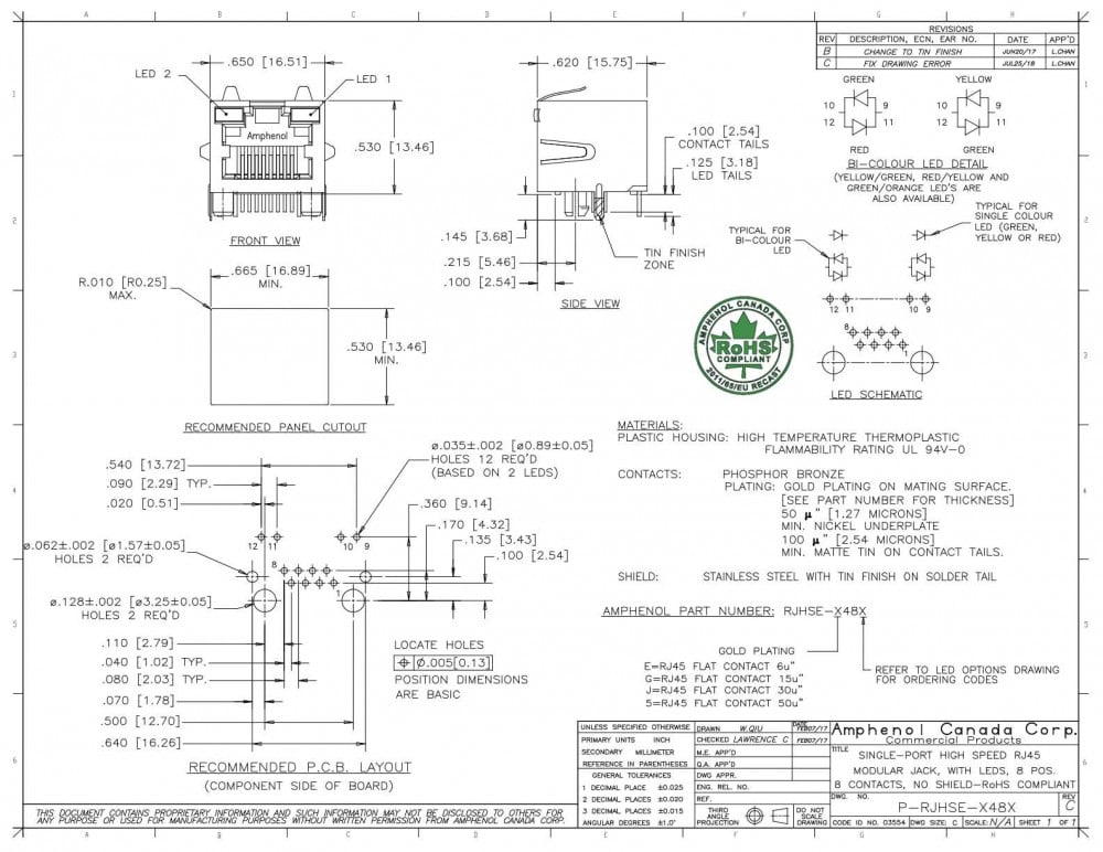Amphenol RJHSE5484 technical document page 1