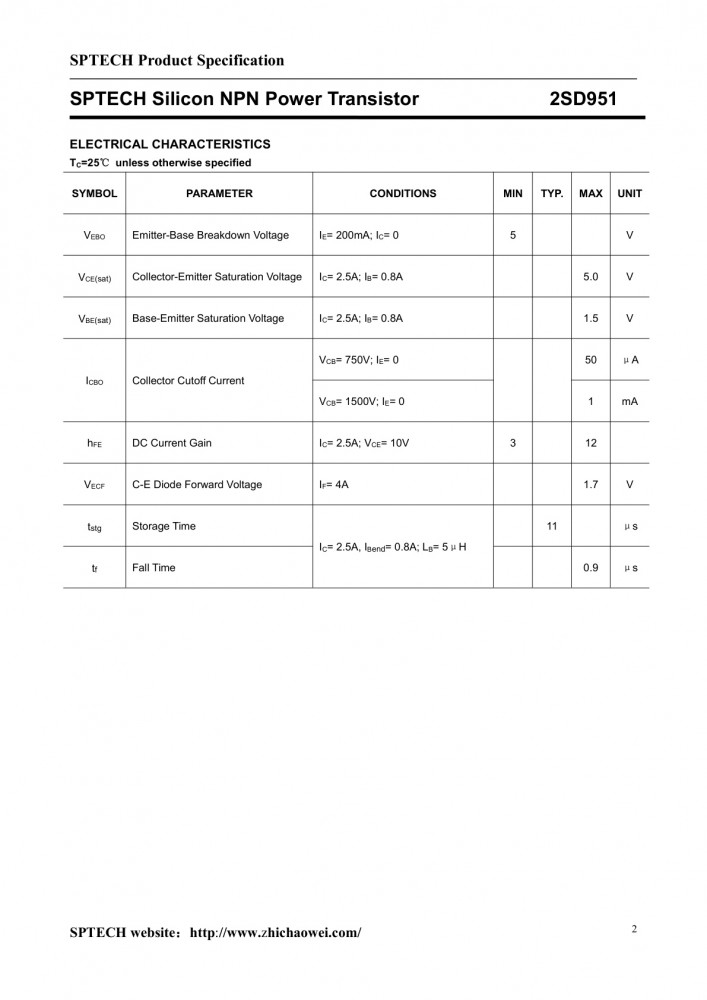 2SD951 datasheet page 2