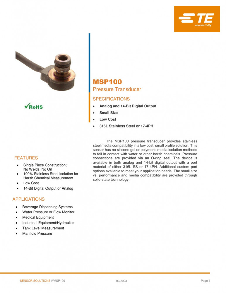 MSP100 document page 1
