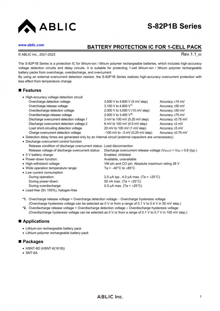 S-82P1B datasheet page 1