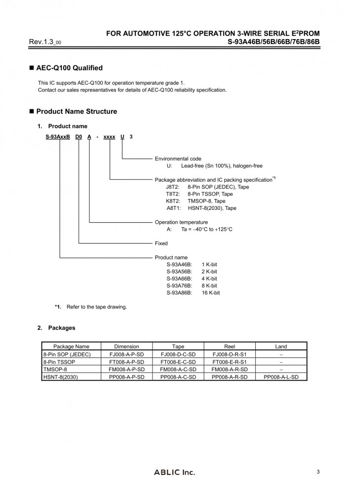 S-93A46B/56B/66B/76B/86B datasheet page 3